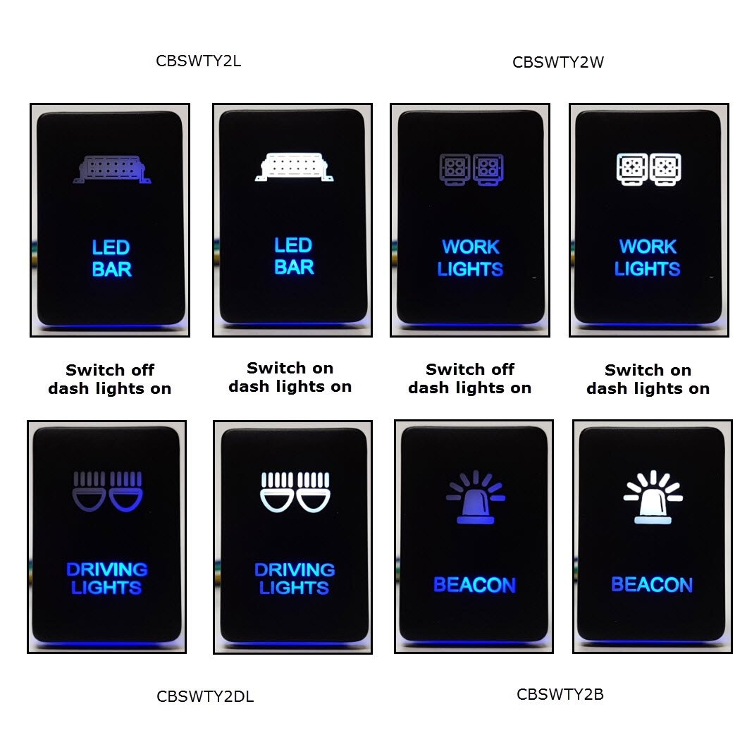 Lightforce Toyota WORK LIGHTS Switch 12V 33x22mm (Suit CBFASCIA & CBFA ...